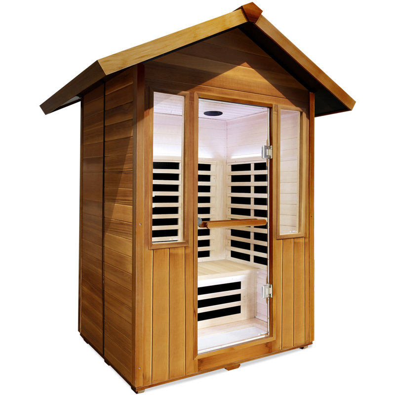 HOSAUNA Outdoor Sauna Far Infrared Saunas App Control Red Cedar and Hemlock 1800W Low-EMF for ...